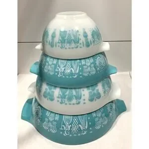 Pyrex | Kitchen | Vintage 4 Bowl Set Pyrex Butterprint Turquoise ...
